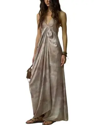 ELYWOOD Gradient Draped Asymmetrical Maxi Dress - Pink
