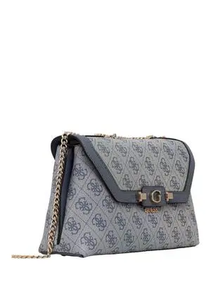 Guess Lindsey Monogram Chain-link Crossbody Bag - Blue
