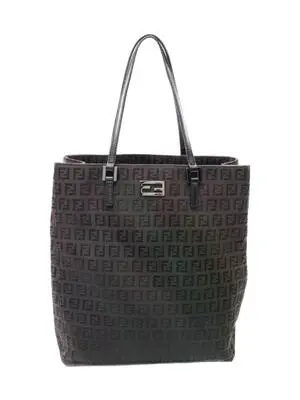 Fendi Zucchino Ff Logo Plaque Tote Bag - Brown