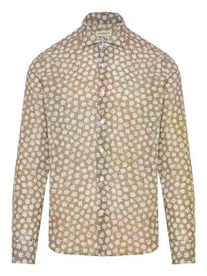 GHIRARDELLI NEXT Floral-print Long-sleeve Shirt - Brown