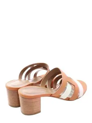 Hermès Leather Block Heel Sandals - Brown