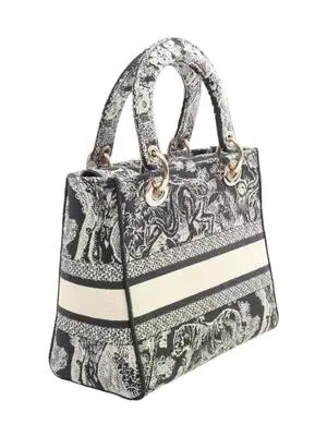 Dior Christian Dior 2010s Medium Lady D-Lite Toile De Jouy Tote Bag Blue
