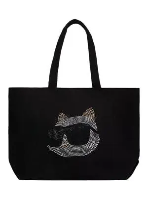 Karl Lagerfeld Ikon Choupette Rhinestone Shopper Bag - Black