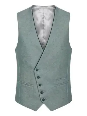 ETIEM TEXTIL S.L. Asymmetrical Front Button Fastening Textured Waistcoat - Grey