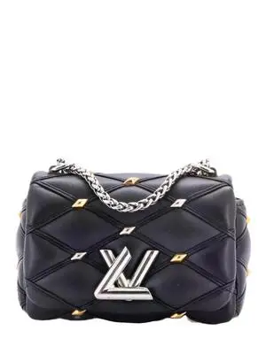 LOUIS VUITTON Louis Vuitton Go-14 Handbag Studded Malletage Leather Shoulder Bag Black
