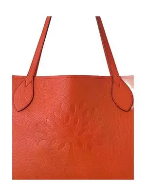 Mulberry Tree Grain Leather Large Tote Bag - Orange