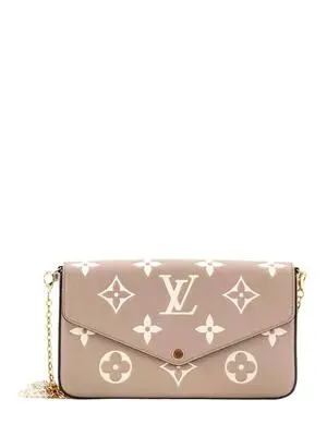 LOUIS VUITTON Louis Vuitton Felicie Pochette Bicolor Monogram Empreinte Giant Crossbody Bag Neutrals