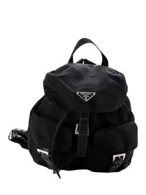 Prada Tessuto Double Front Pocket Backpack - Black