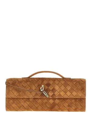 Bottega Veneta Andiamo Suede Leather Clutch - Beige