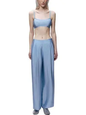 NOCTURNE Wide Leg Pleat Front Trousers - Blue