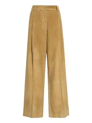 RÓHE Pleated Corduroy Trousers - Beige