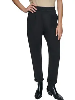 Dkny Pleated Cuffed Ponte Pants - Black