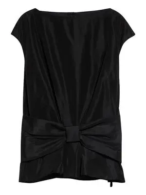 Simone Rocha Boxy Satin Top With Oversized Bow Detail - Black