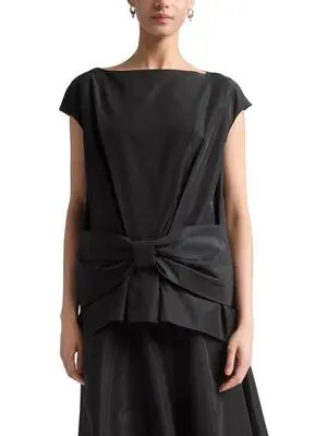 Simone Rocha Boxy Satin Top With Oversized Bow Detail - Black