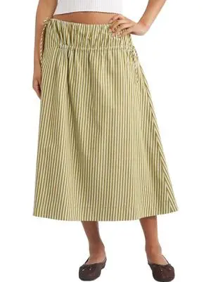 DAMSON MADDER Striped Volume Midi Skirt - Basil