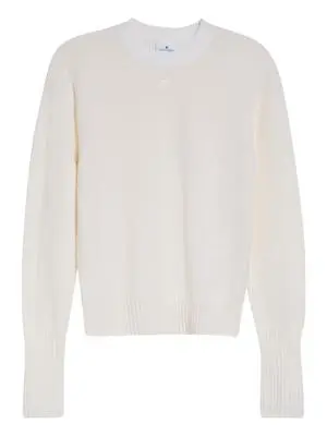 COURREGES Fitted Merino Lambswool Sweater With Embroidered Logo - Pillow