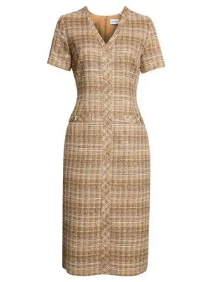 ST. JOHN ST. JOHN Artisanal Weave Tweed Midi Dress