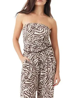 Habitual Strapless Draped Bodice Top - Modern Zebra
