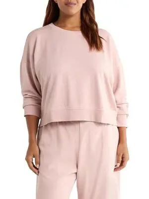 Eileen Fisher Organic Cotton Crop Sweatshirt - Opal