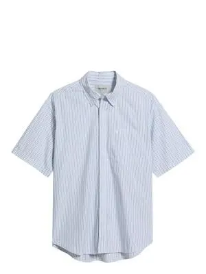 Carhartt Work In Progress Keene Stripe Short Sleeve Cotton Poplin Button-up Shirt - Keene Stripe/white