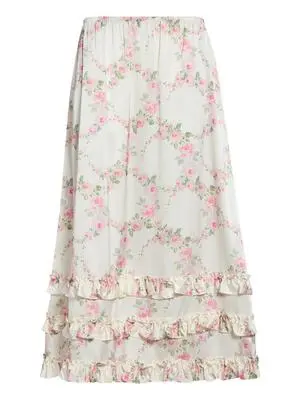 Simone Rocha Floral Ruffle Hem Skirt - Cream