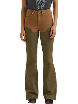 Wrangler Western Chaps Flare Jeans - Brown