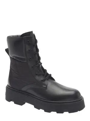 Moncler Aurea Lace-up Leather & Quilted Ankle Boots - Black