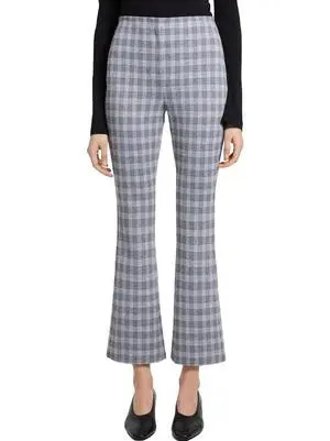 Theory Kick Flare Pants In Plaid - Grey Multi