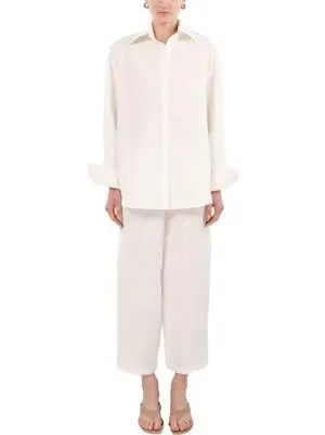 NOCTURNE Linen Drawstring Trousers - Ivory