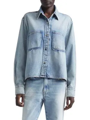 HAIKURE Emma Distressed Denim Shirt Jacket - Pollock