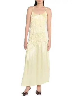MUSE ASSEMBLY Muse Assembly Shirred Crushed Satin Midi Dress