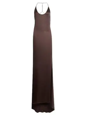 TOM FORD Silk Satin Halter Evening Slipdress - Espresso