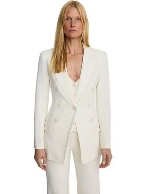 Smythe Peak Lapel Double Breasted Illusion Blazer - Chalk