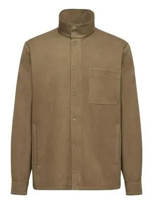 Moncler Leather Logo Cotton Jacket - Green