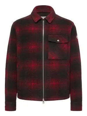 Moncler Check Jersey Zip-up Shirt - Black