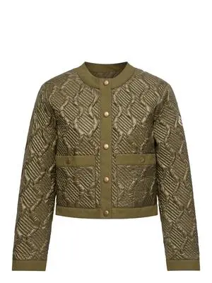 Moncler Libellule Geometric Quilted Short Down Jacket - Green