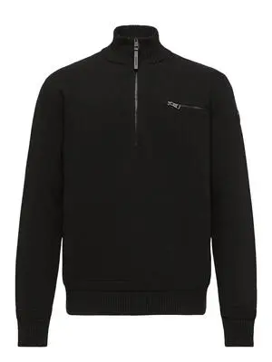 Moncler Wool & Cashmere Blend Quarter Zip Sweater - Black
