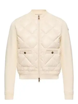 Moncler Quilted Cardigan With Ribbed Accents - Tan
