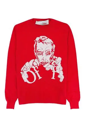 Off-White Graphic Print" Long Sleeve T-shirt - Red