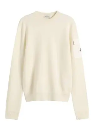 Moncler Crewneck Sweater With Pocket Detail - Tan