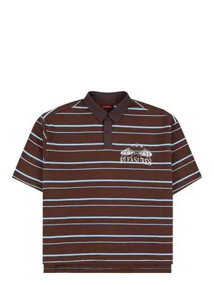 PLEASURES Boxy Striped Polo Shirt - Brown