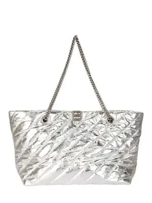 Balenciaga Quilted Crush Carry All Tote Bag - Silver