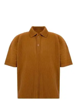Issey Miyake Pleated Polo Shirt - Brown