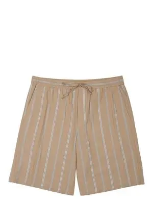 PAOLO PECORA MILANO Striped Cotton Shorts - Beige
