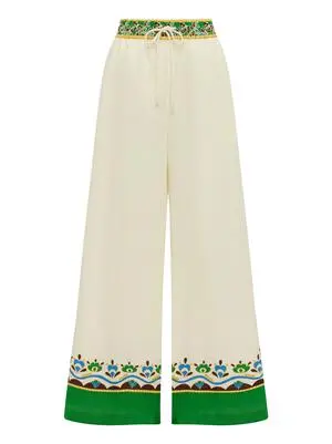ALEMAIS ALEMAIS High-Waisted Hemp Trousers Bianco