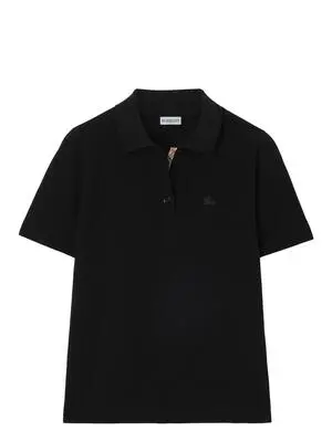 Burberry Lightweight Cotton Piqué Polo With Equestrian Knight Embroidery - Nero