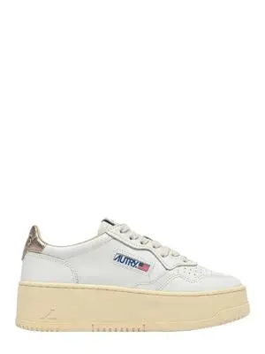 AUTRY Leather Platform Sneakers With Perforated Toe And Embossed Logo Heel Tab - Bianco