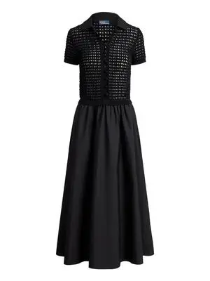 Ralph Lauren Crochet Knit Polo Dress - Black