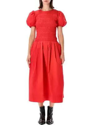 GANNI Organic Cotton Stretch Mini Dress - Goji Berry