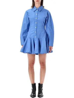 GANNI Organic Cotton Stretch Mini Dress - Marina Blue